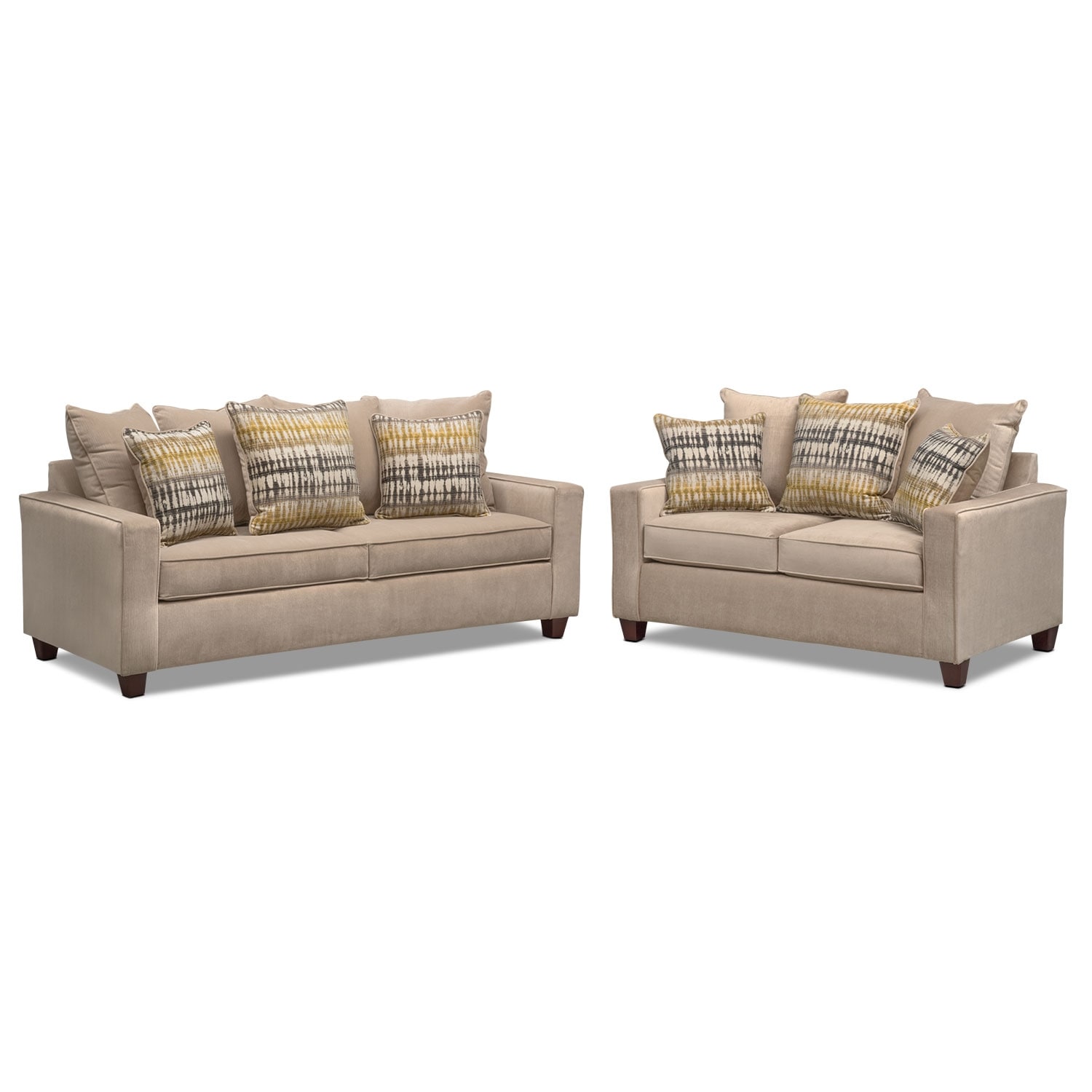 Bryden Sofa and Loveseat Set - Beige | American Signature Furniture