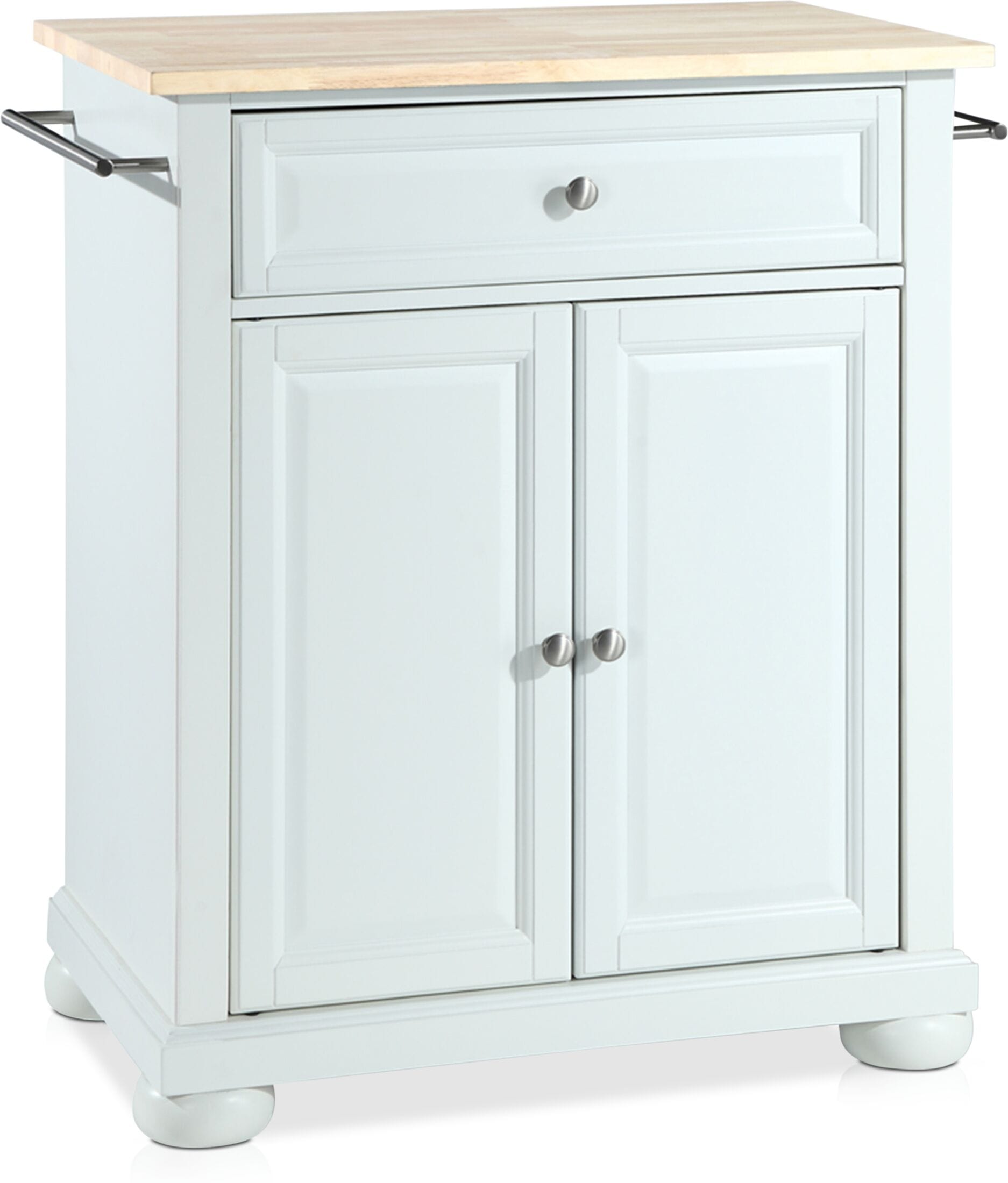 Alina Small Kitchen Island - White/Wood Top | American Signature Furniture