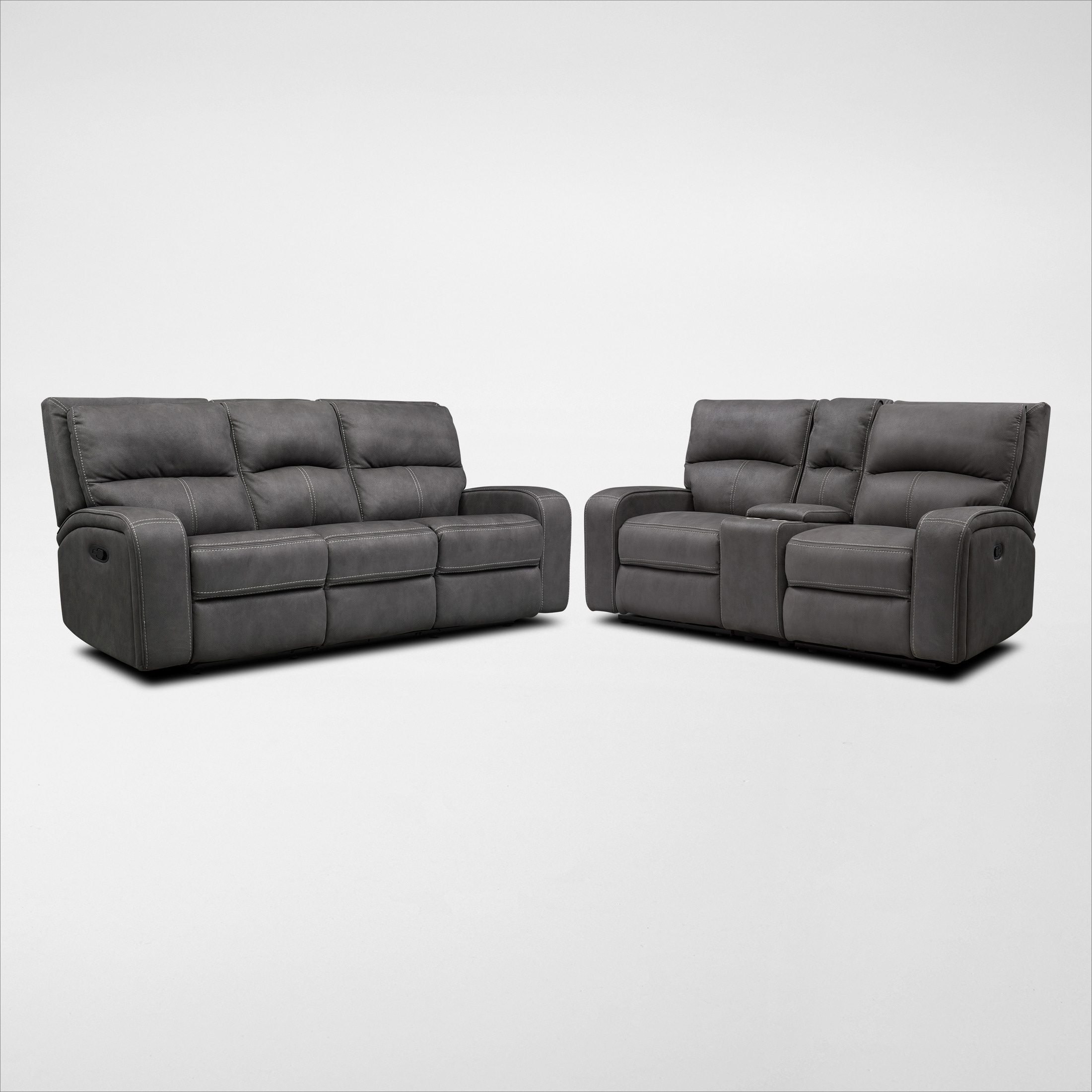 Burke Manual Reclining Sofa and Loveseat - Charcoal | American ...