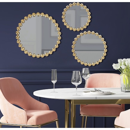 Button 3-Piece 20'' Round Wall Mirror Set | American Signature Furniture
