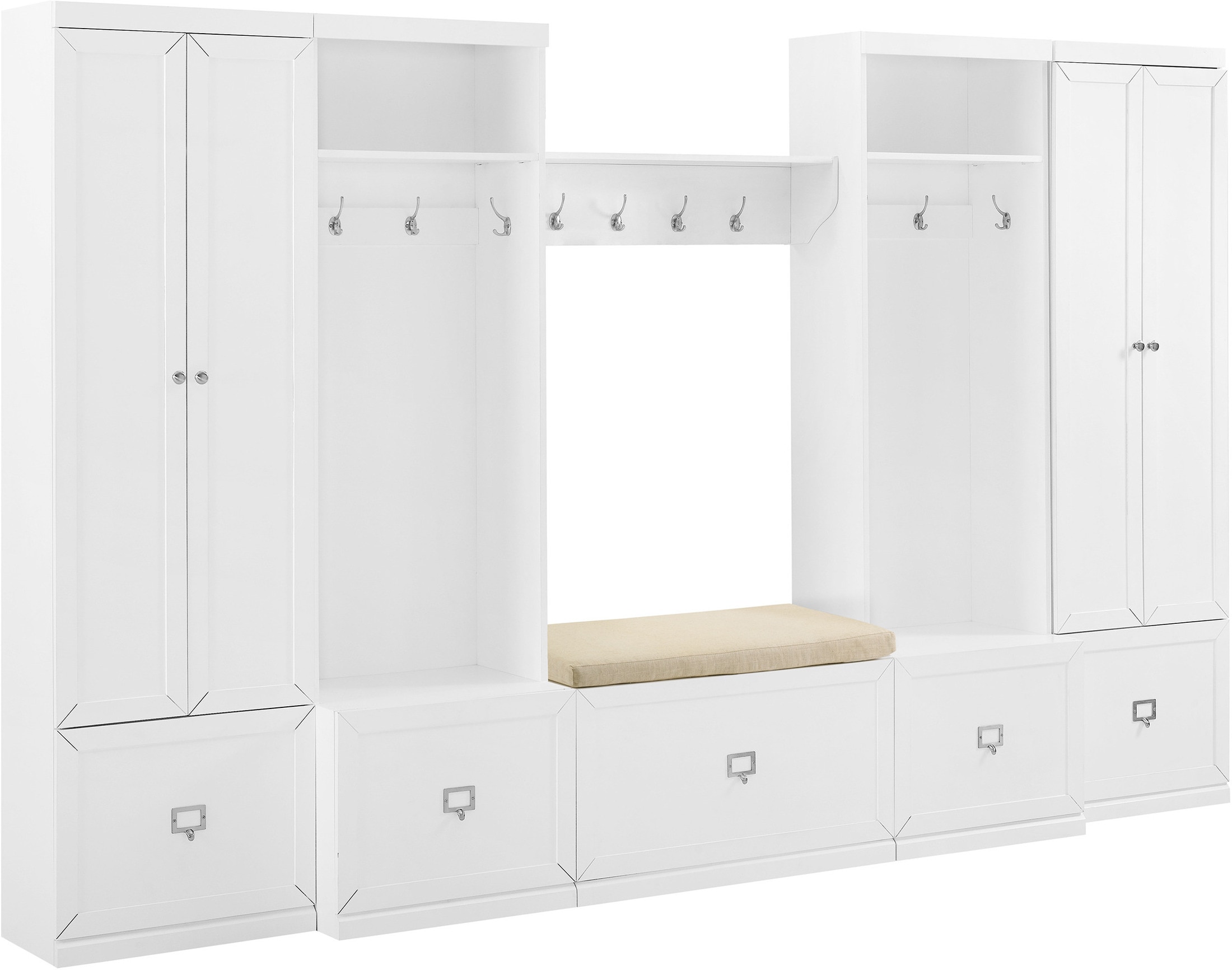 Caddie 6-Piece Entryway Set with Bench, Shelf, 2 Hall Trees and 2 ...