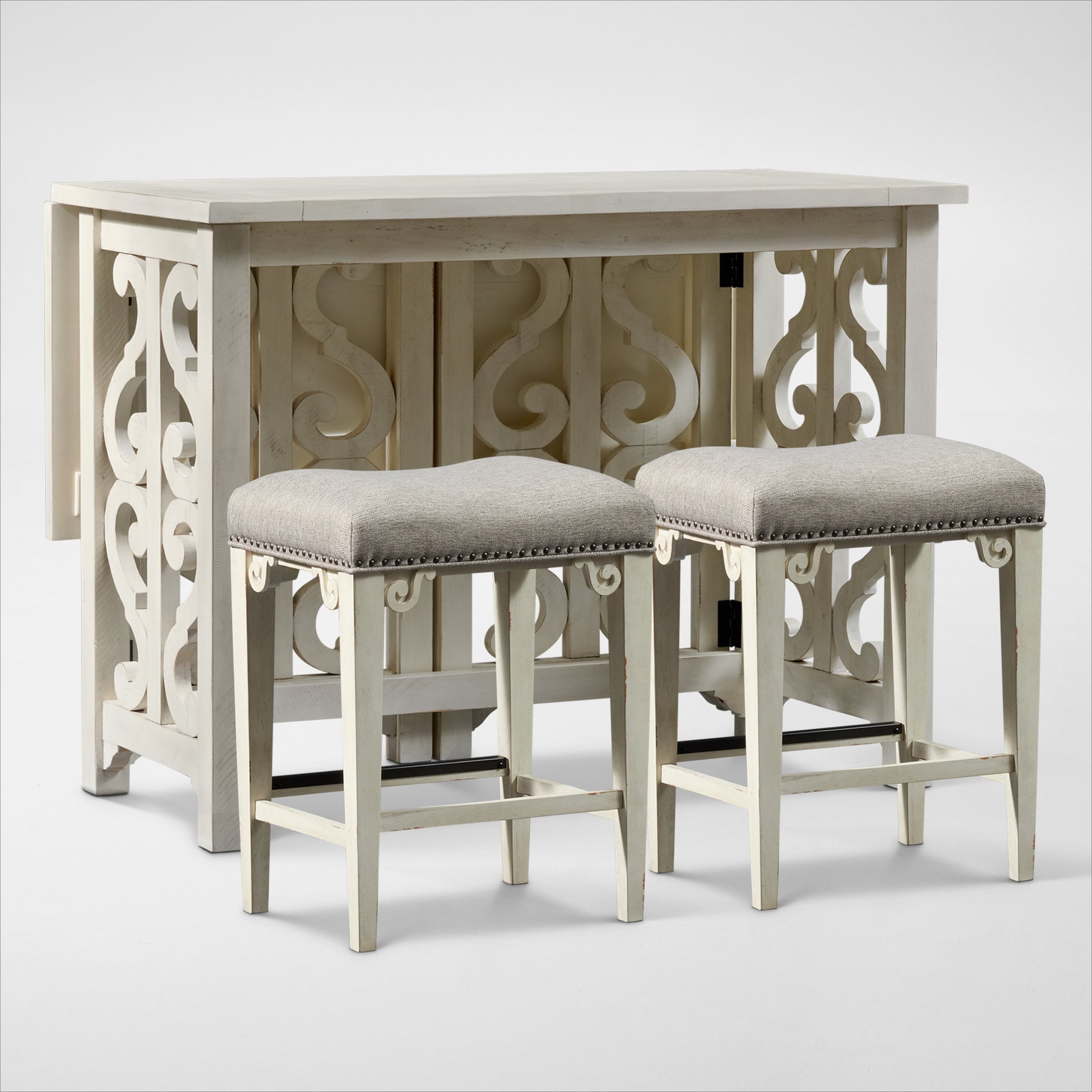 White breakfast bar with stools store