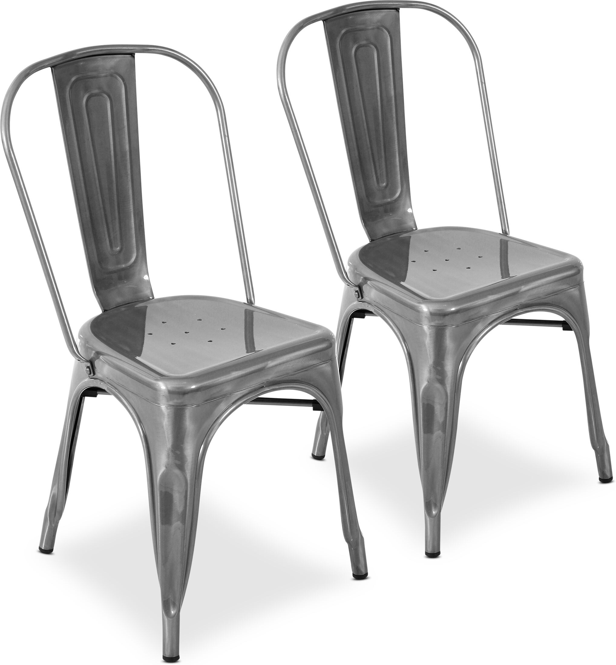 Dax Set of 2 Dining Chairs - Brushed Silver | American Signature Furniture