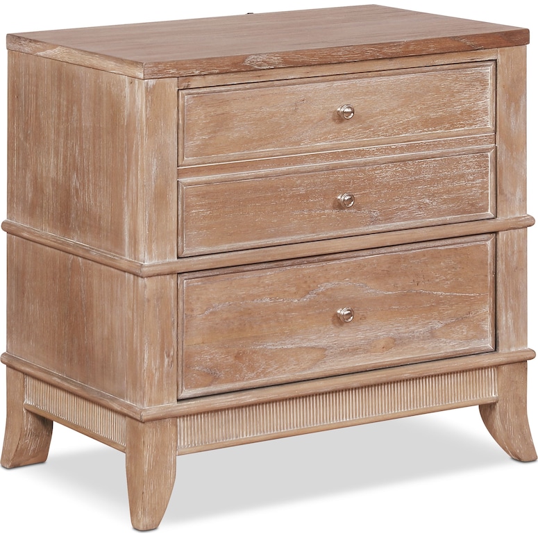 Hazel 2-Drawer Nightstand with USB Charging - Latte | American Signature Furniture