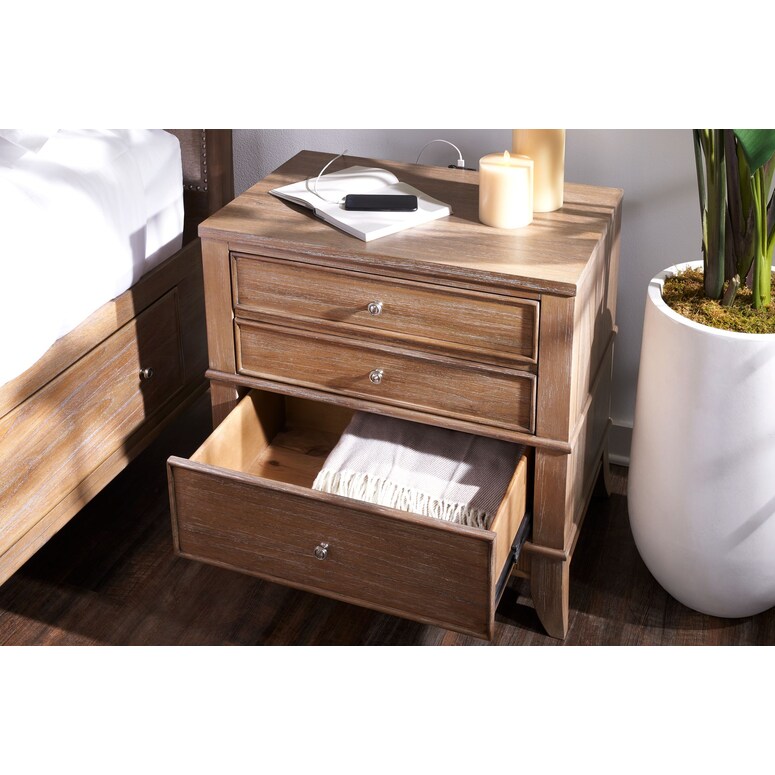 Hazel 2-Drawer Nightstand with USB Charging - Latte | American Signature Furniture