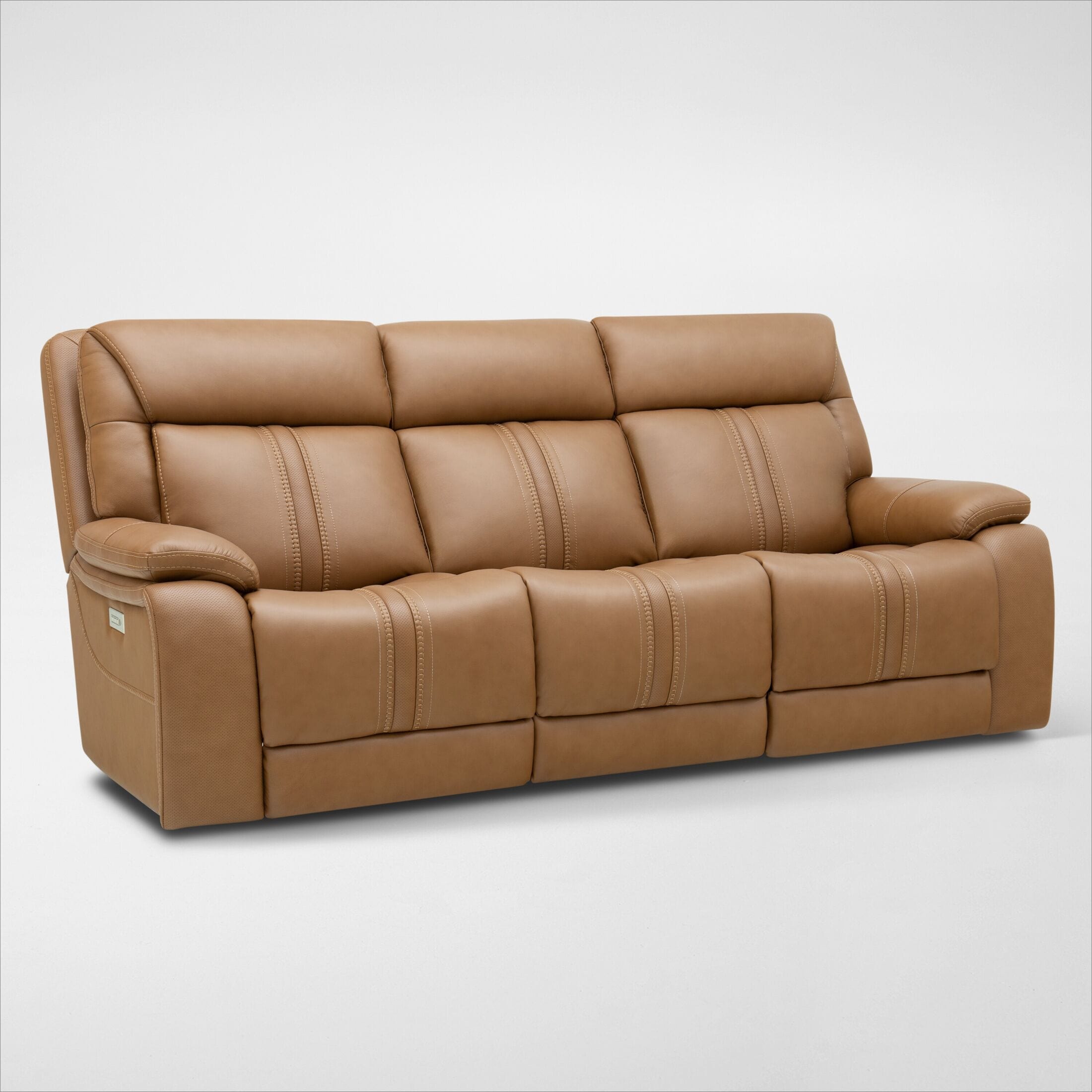 Infinity Triple-Power Reclining Sofa with Immersive Sound - Camel | American Signature Furniture