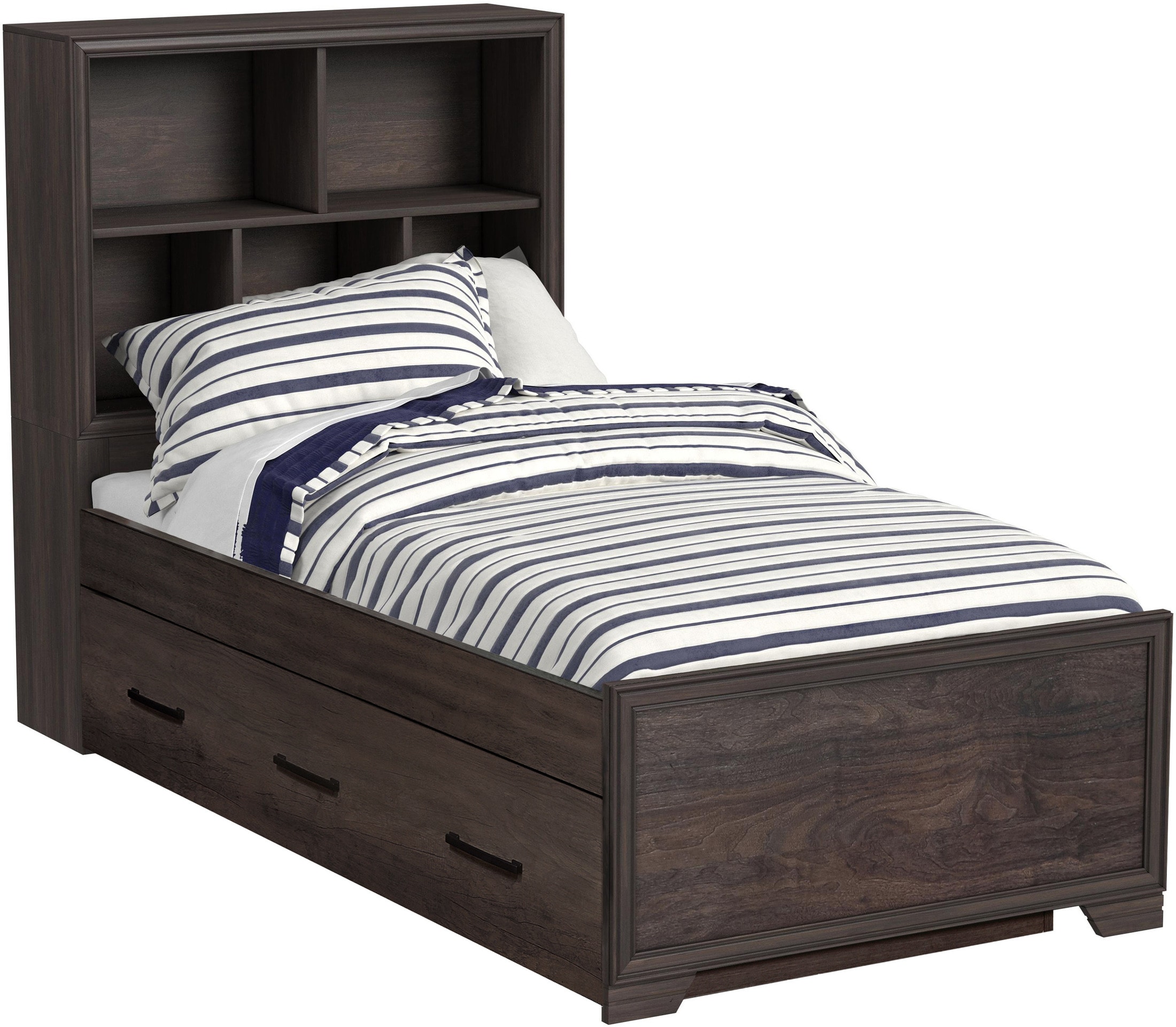 Kayce Twin Bookcase Bed with Trundle | American Signature Furniture