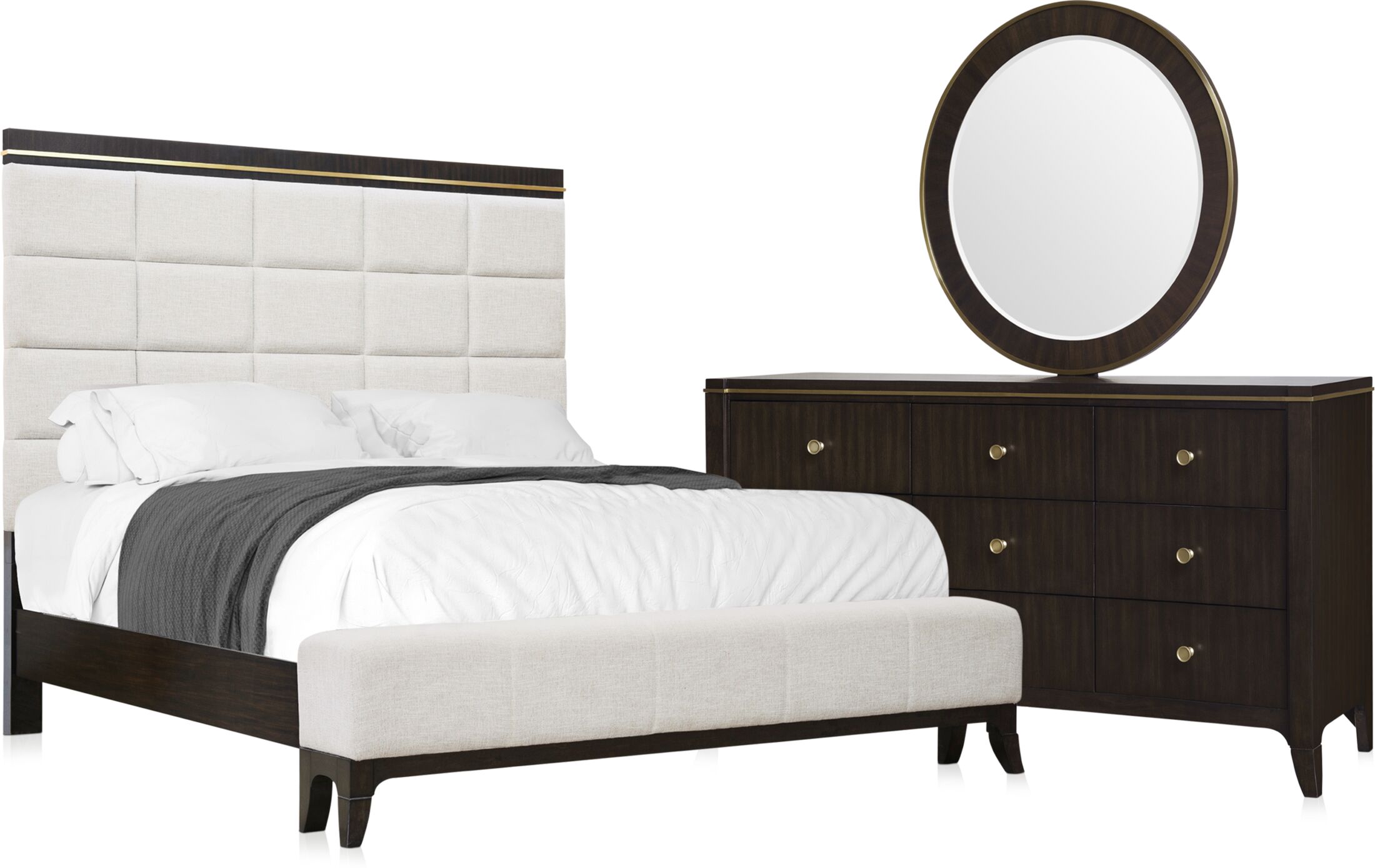 Manhattan 5 Piece Bedroom Set with Bed Dresser and Mirror