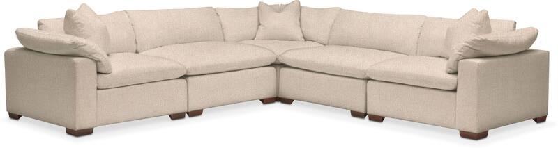 Plush Feathered Comfort Performance Fabric 5-Piece Sectional - Halifax ...