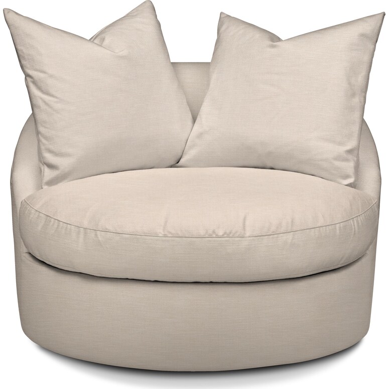 Plush Swivel Chair - Dudley Buff | American Signature Furniture