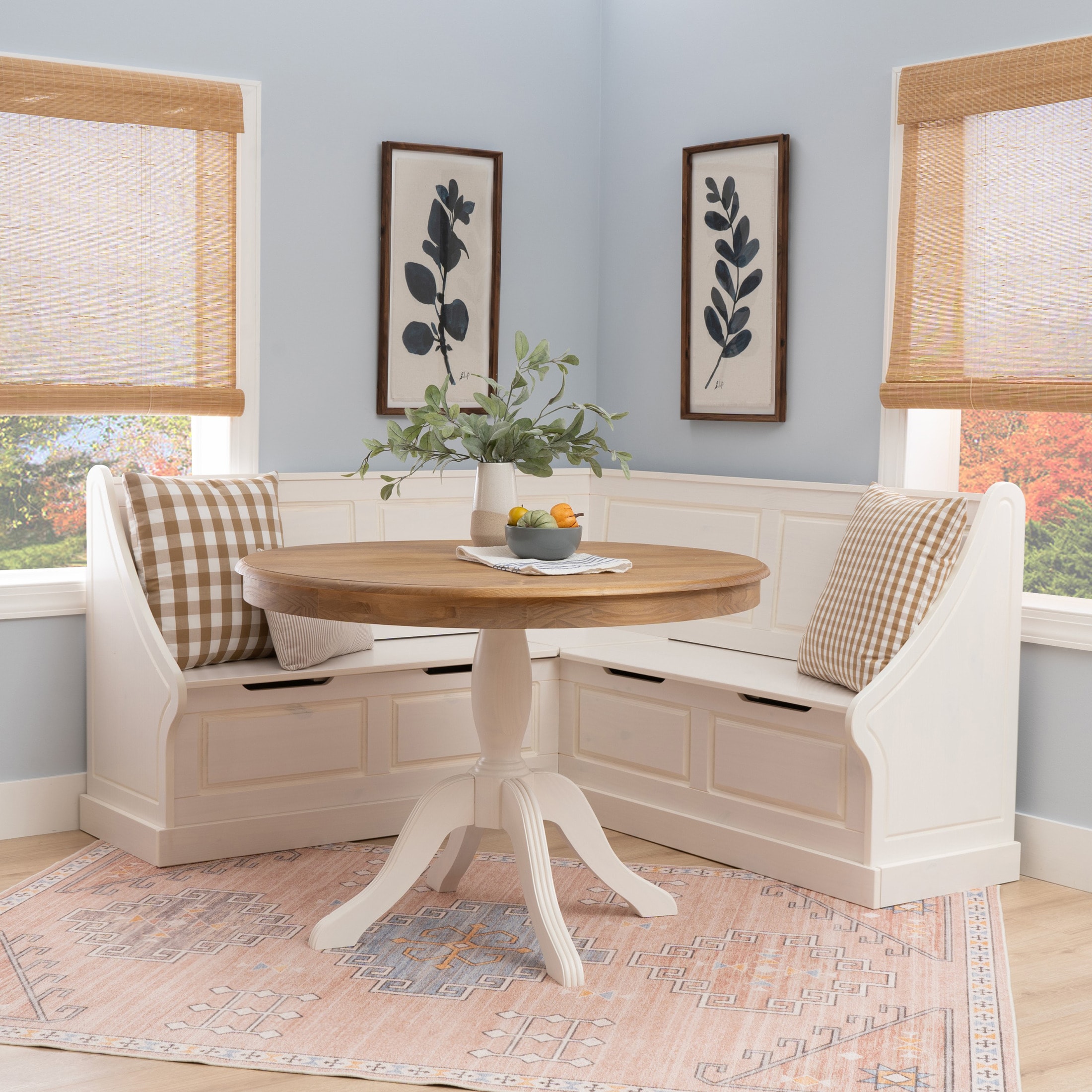 Round table with corner bench store