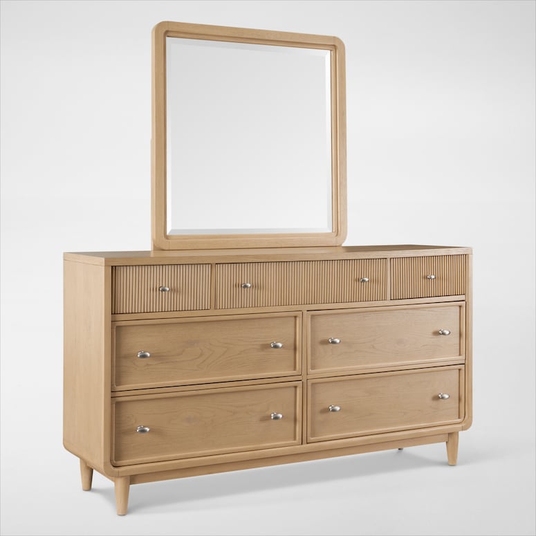 Santa Monica 6-Piece Upholstered Bedroom Set with Dresser, Mirror and ...