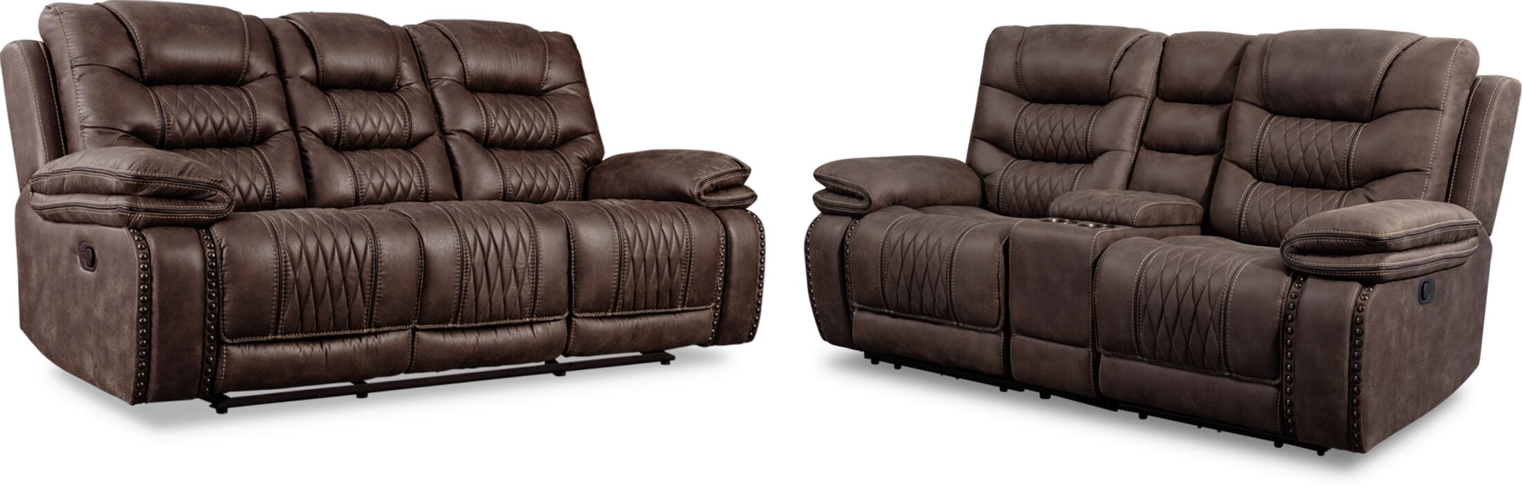 Sorrento Manual Reclining Sofa and Loveseat - Brown | American ...