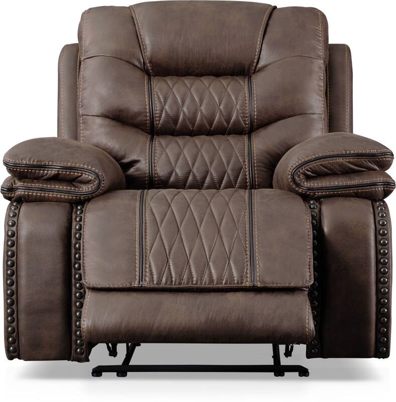 Sorrento Dual-Power Reclining Sofa, Loveseat and Recliner - Brown ...