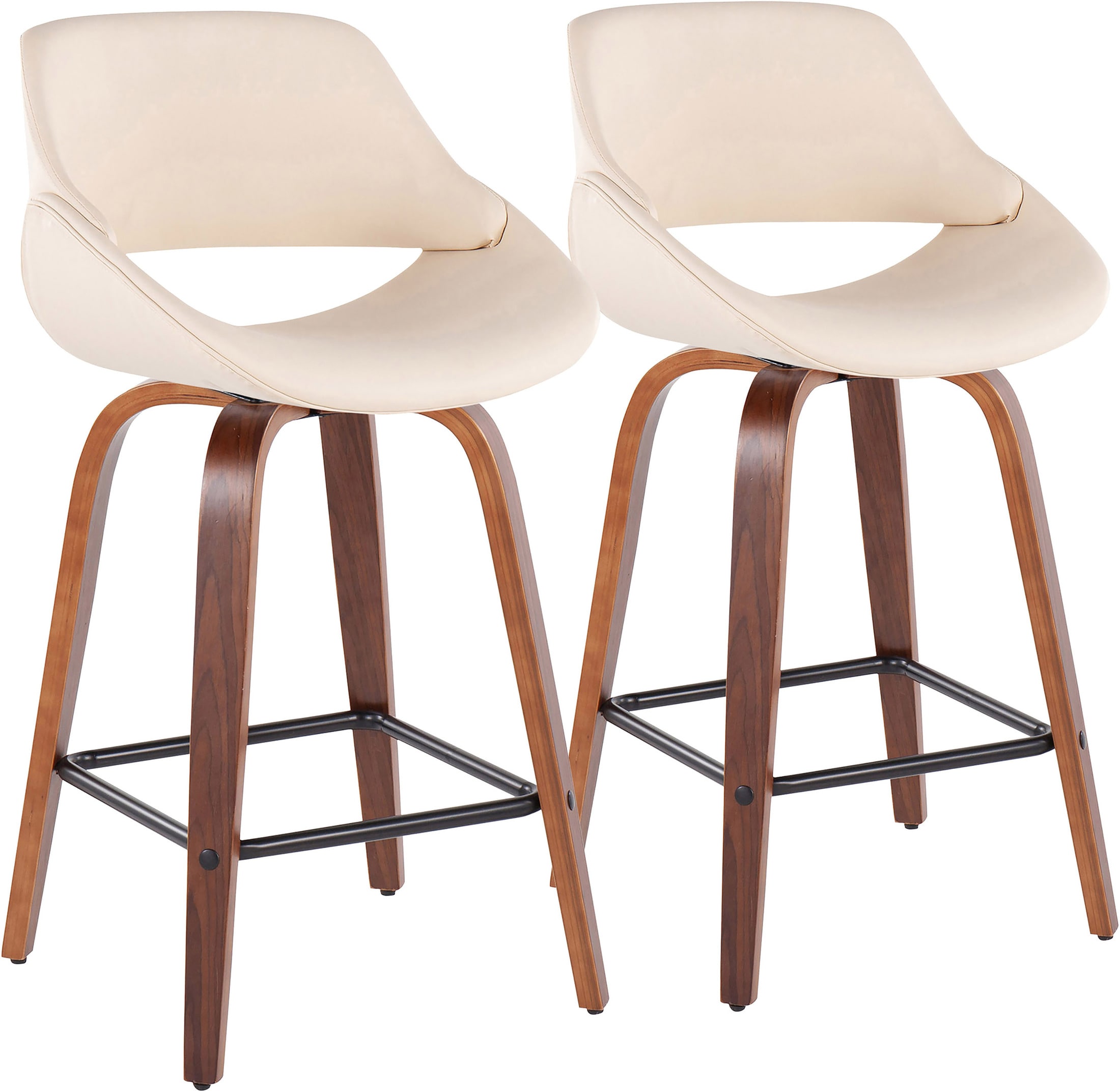 Uma Set of 2 Counter-Height Stools with Square Foot Rest | American ...