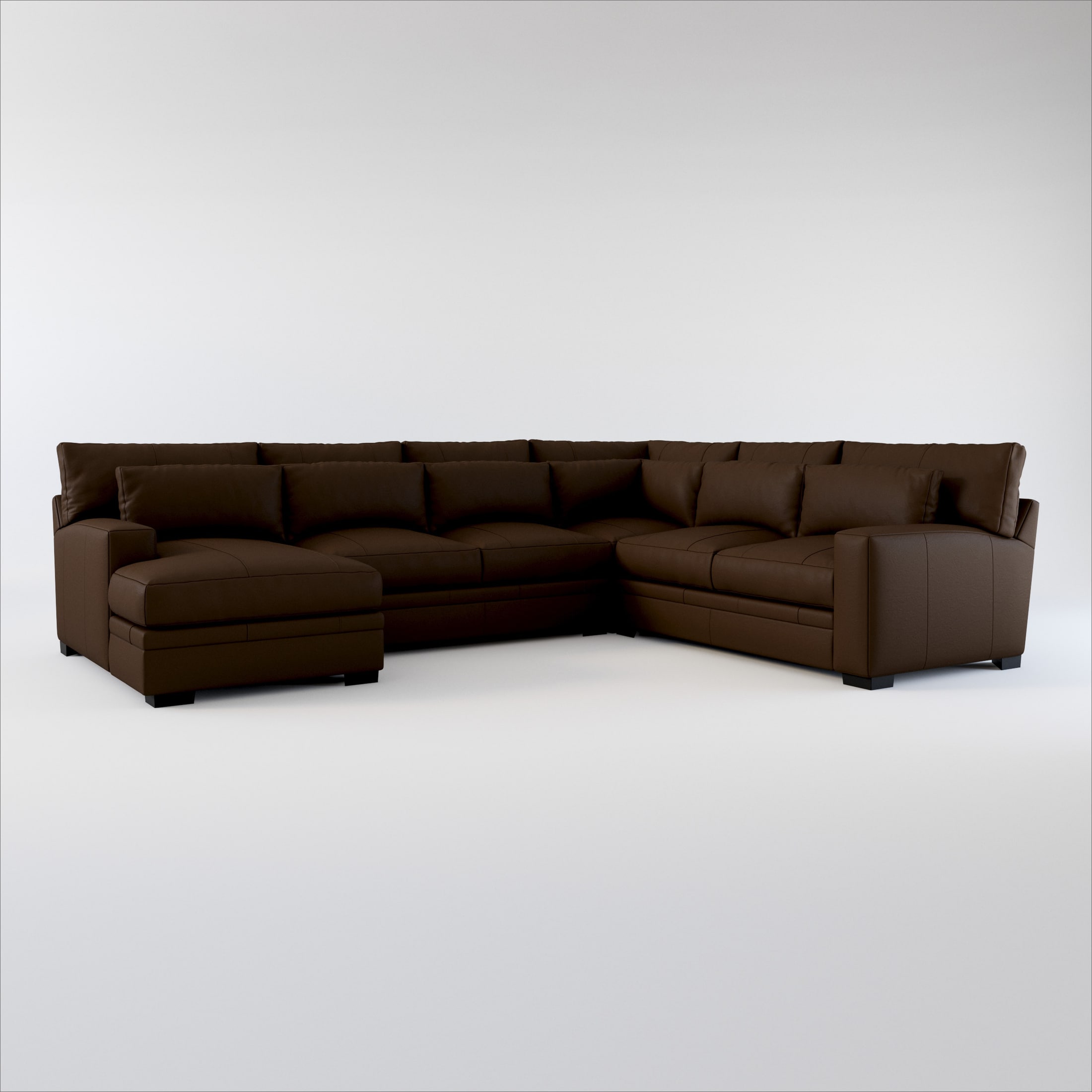 Winston 4-Piece Leather Foam Comfort Sectional With Left-Facing Chaise ...