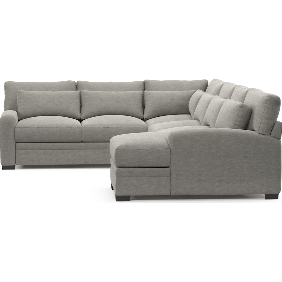 Winston Hybrid Comfort 4-Piece Sectional with Right-Facing Chaise ...